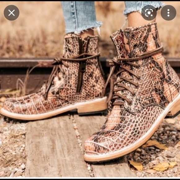 Freebird by Steven | Shoes | Freebird Manchester Leather Lace Up Boot In Snake Print | Poshmark